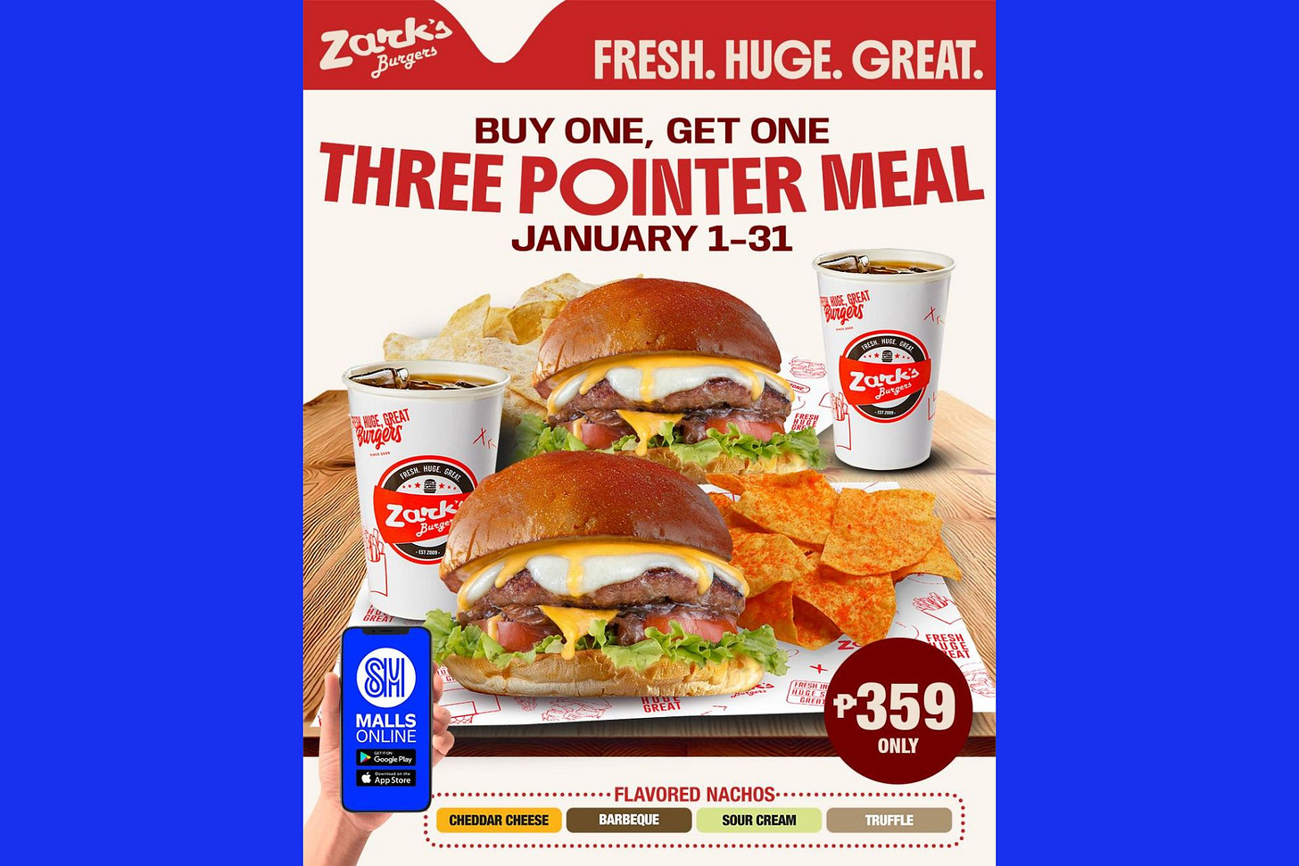 Zark's Burgers opens 2026 with Buy 1 Get 1 Three Pointer Meal