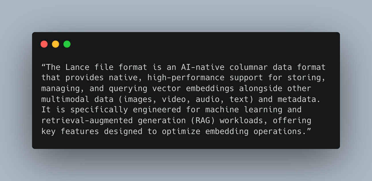 Lance for Embeddings (vector database) - by Daniel Beach