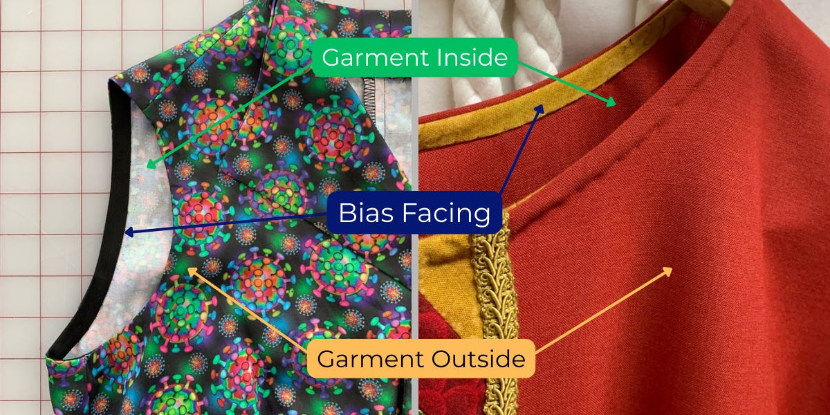 How to Finish Necklines and Armholes with Bias Facing (Single & Double ...