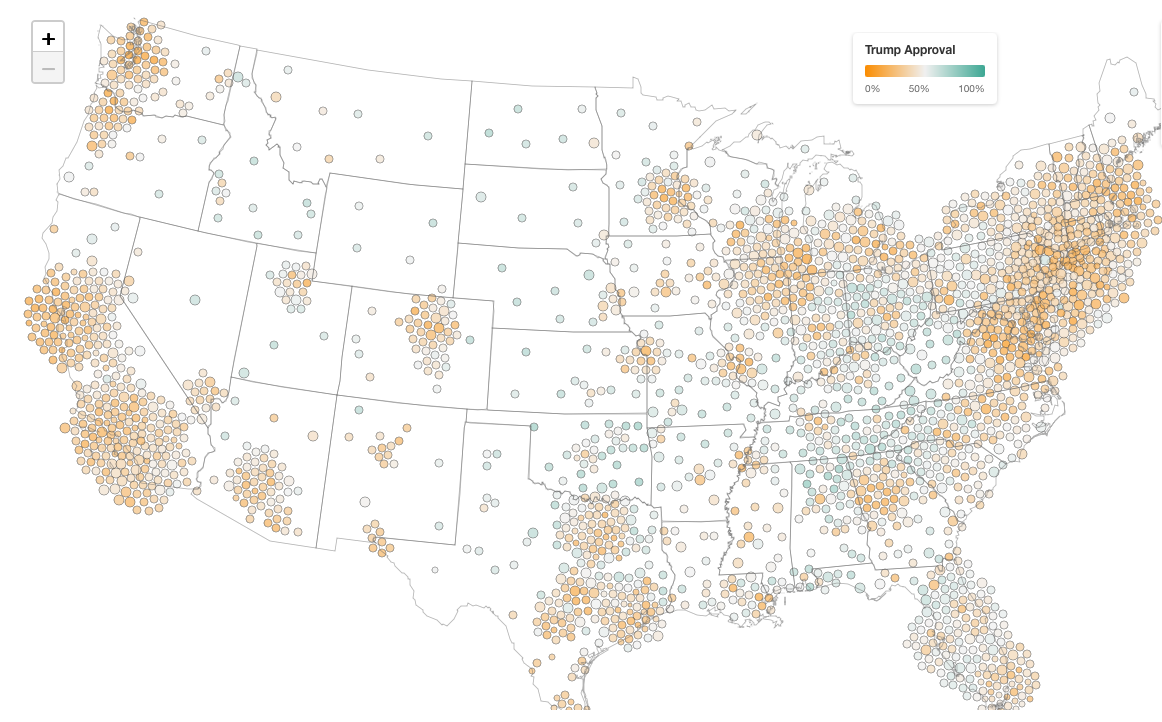 A very detailed map of Trump's job approval