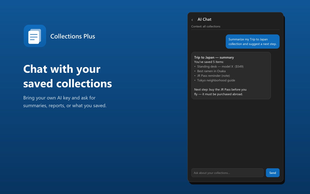 Collections Plus 1.5: Find anything you saved — and chat with it