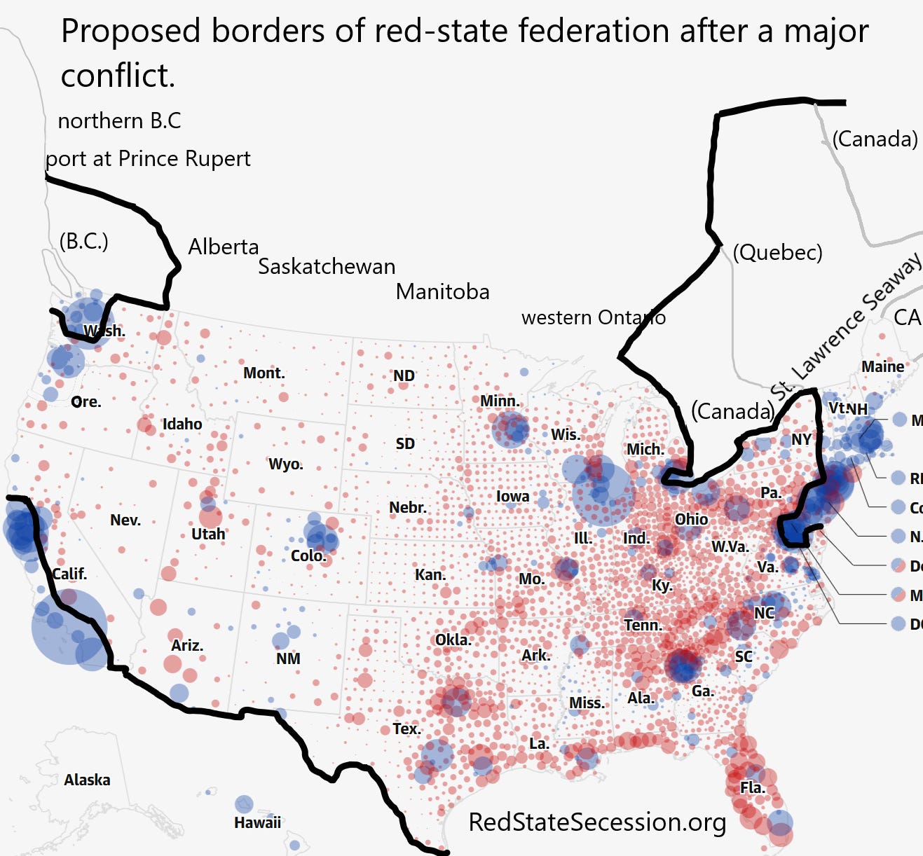 What borders should a red-state federation choose after a civil war?