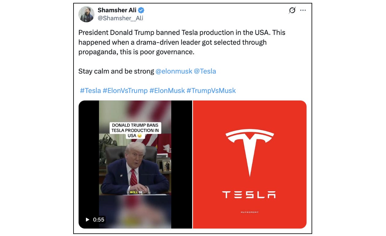 Trump Deepfake Bans Tesla Production