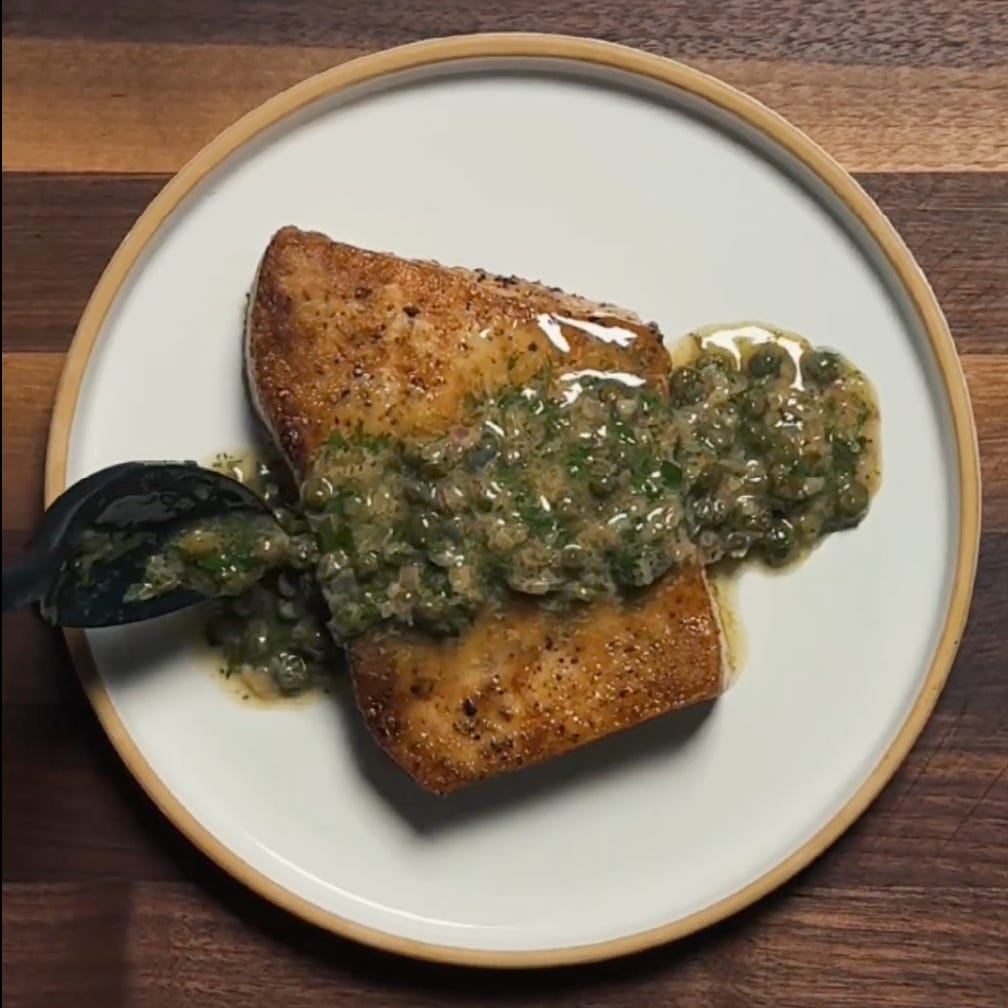 Swordfish Piccata with Lemon-Caper Pan Sauce