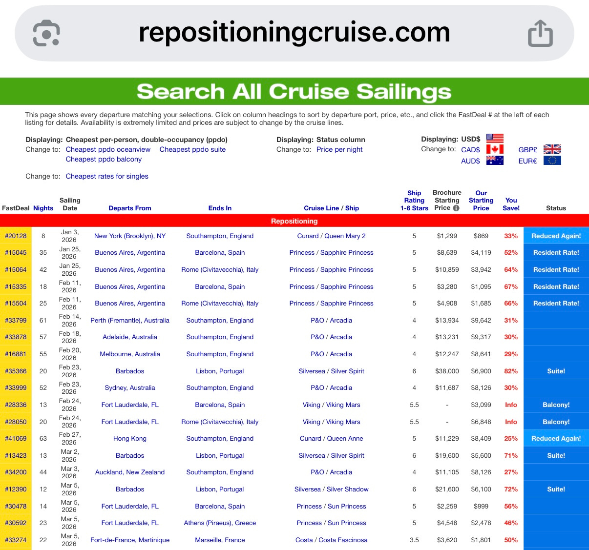 Top Repositioning Cruises in 2026