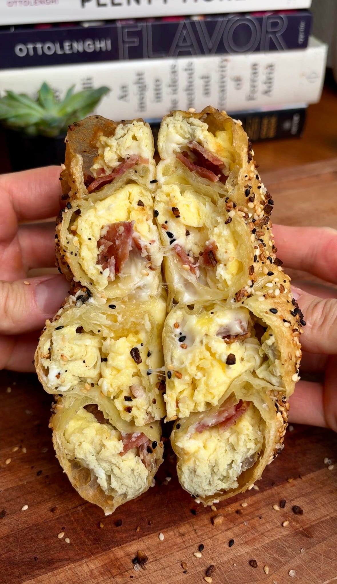 Bacon Egg & Cheese Rice Paper Spiral - by Chef Josh Gale