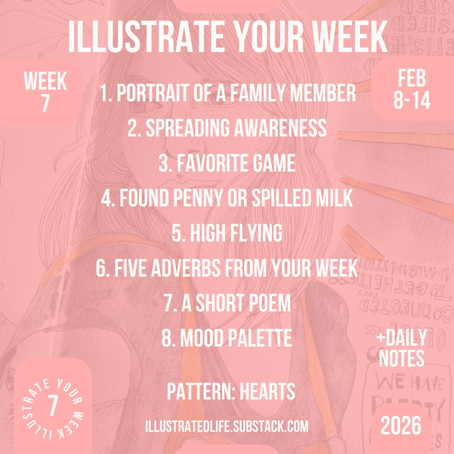 Week 7 Prompts for Illustrate Your Week 2026 - by Amy Cowen