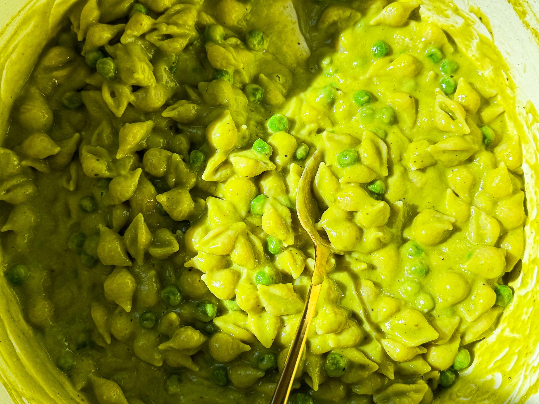 a brothy one-pot pasta & peas - by Meryl Feinstein