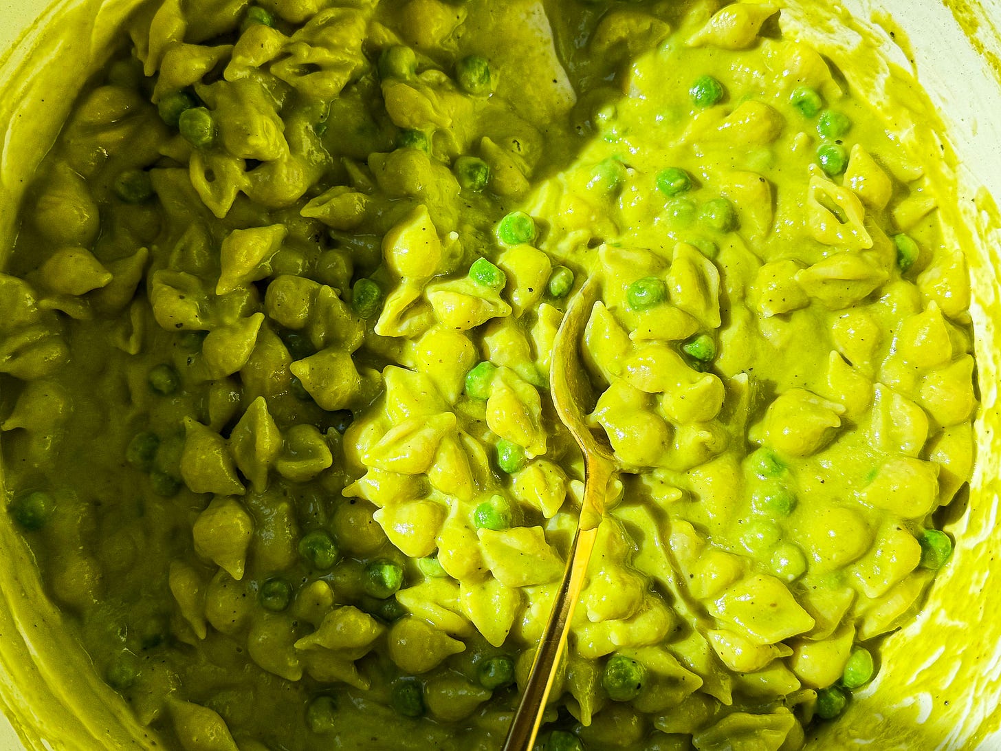 a brothy one-pot pasta & peas - by Meryl Feinstein