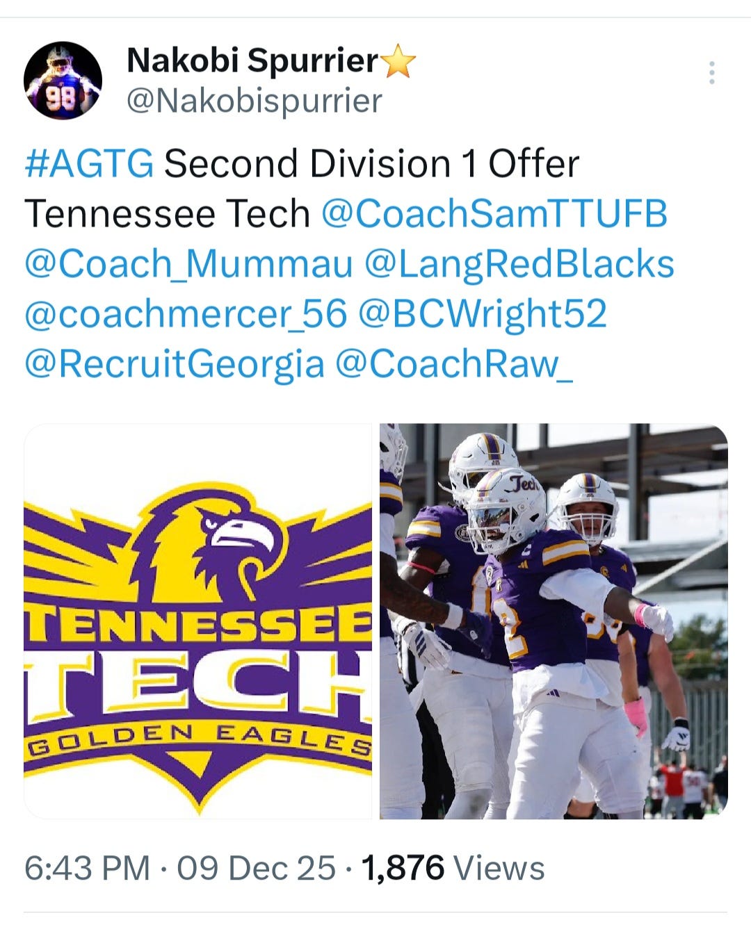DL Nakobi Spurrier Commits to Tennessee Tech