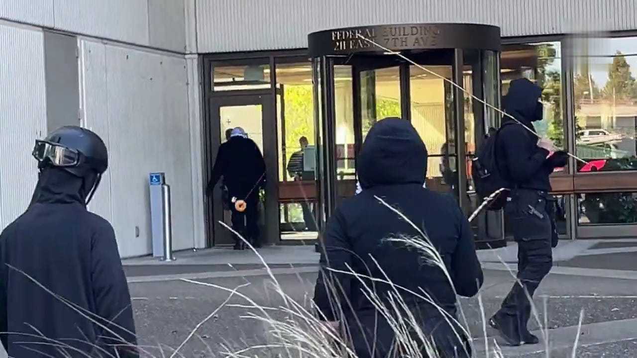 Antifa Terrorists Protest ICE by Surrounding a Federal Building in ...