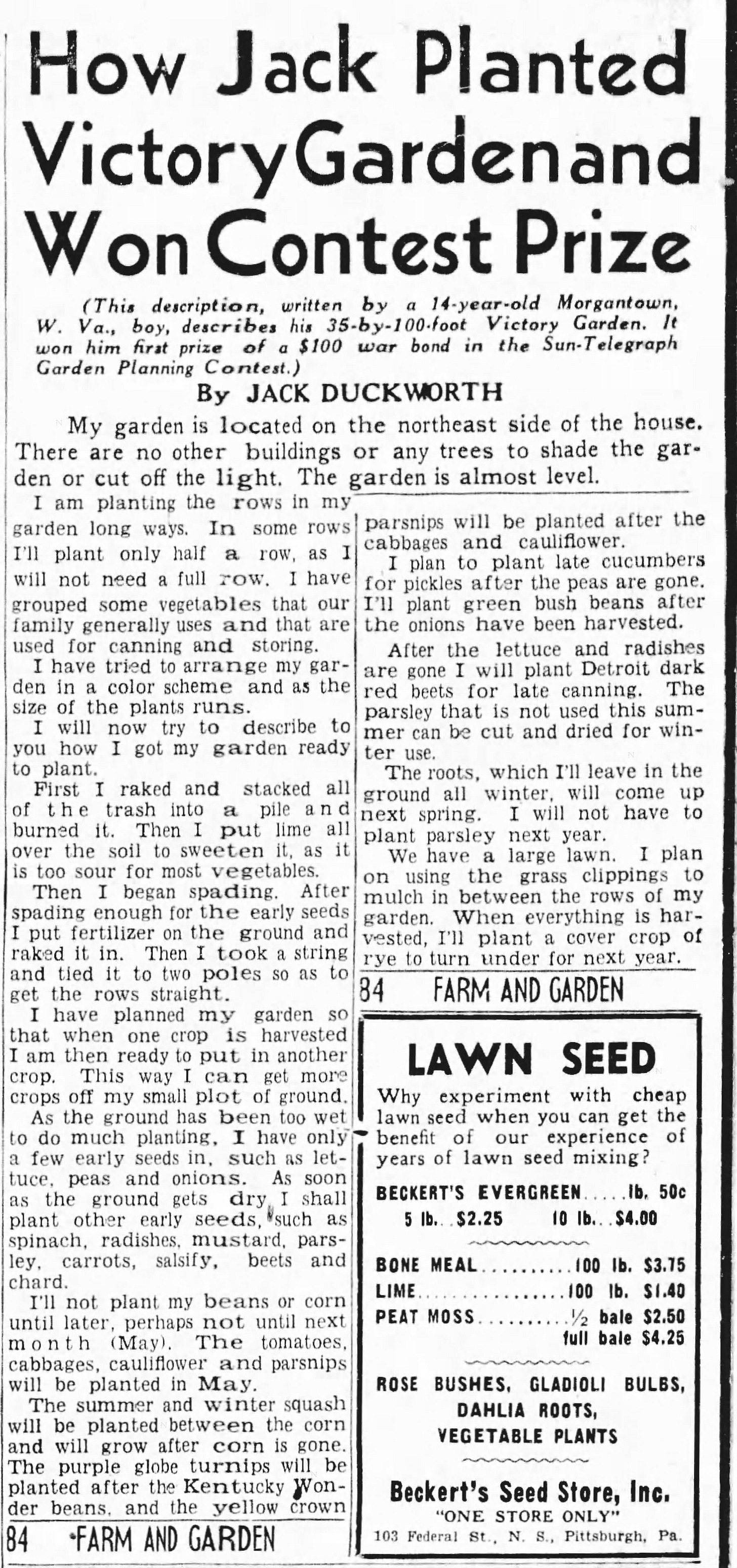 Planning the Victory Garden - by Sarah Lee
