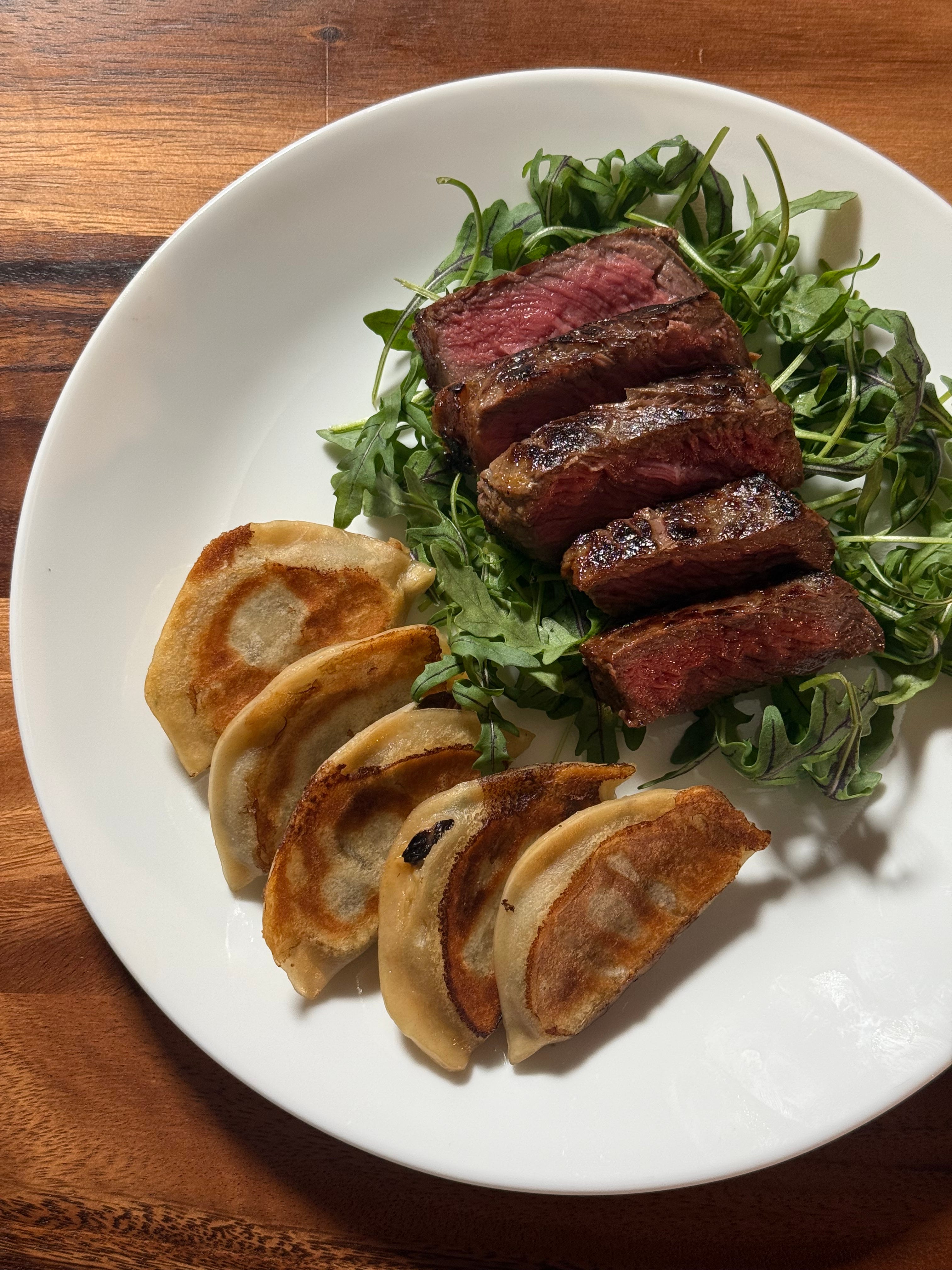 Miso-Marinated Steak & Dumplings - by Ellie Teale