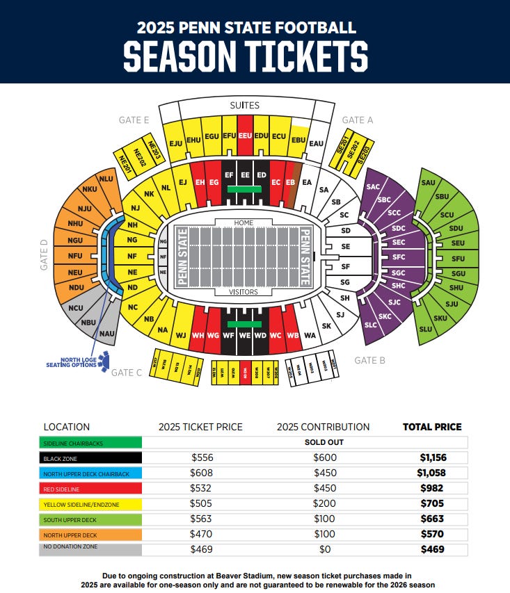 The first look at the 2025 Beaver Stadium temporary seating chart