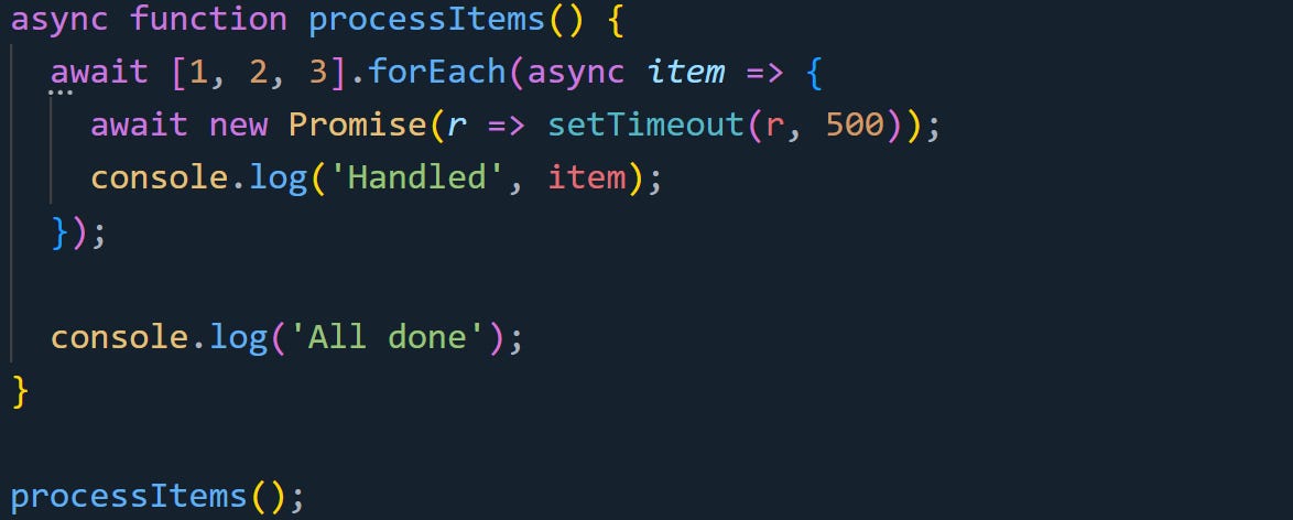 Why JavaScript forEach Doesn't Wait for Promises