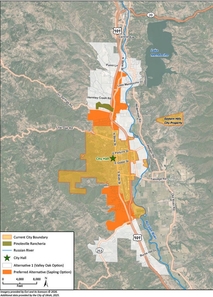 City of Ukiah Releases Revised Annexation Map