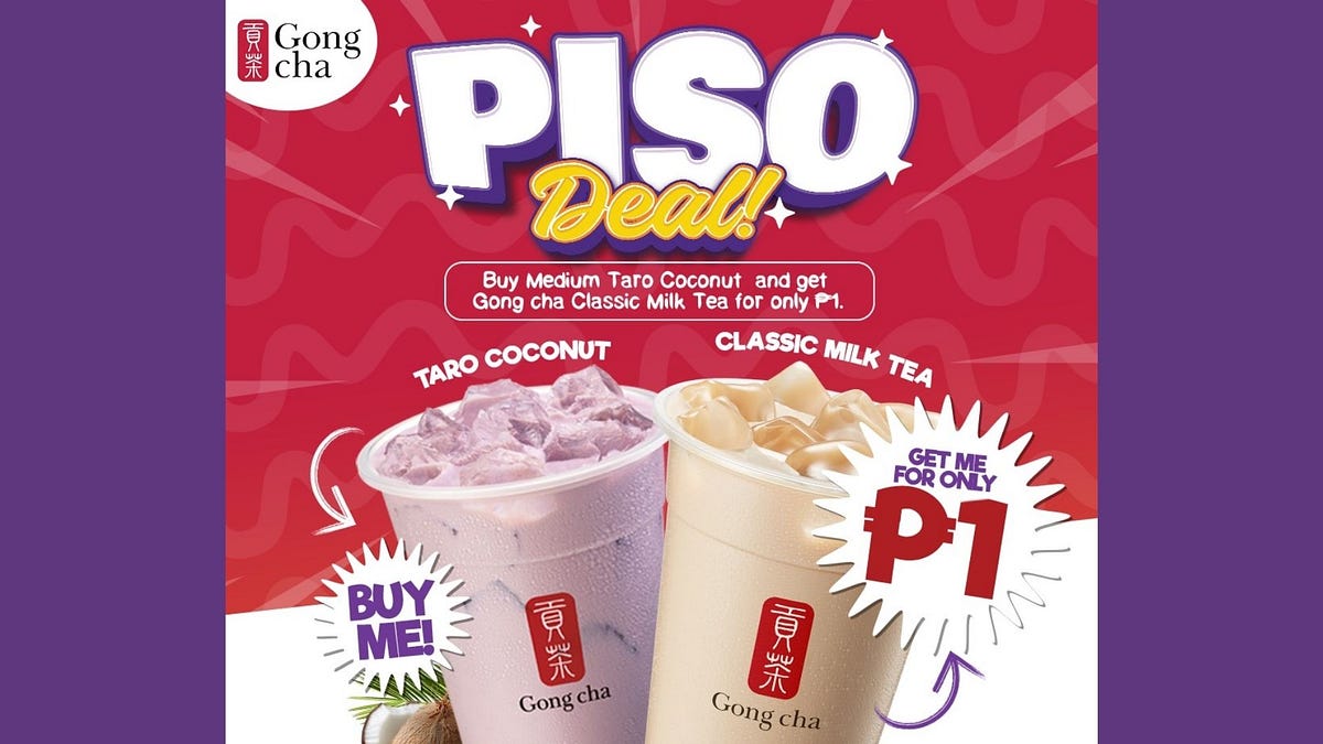 Gong cha Piso Deal: Get Milk Tea for 1 peso from January 16 to 18