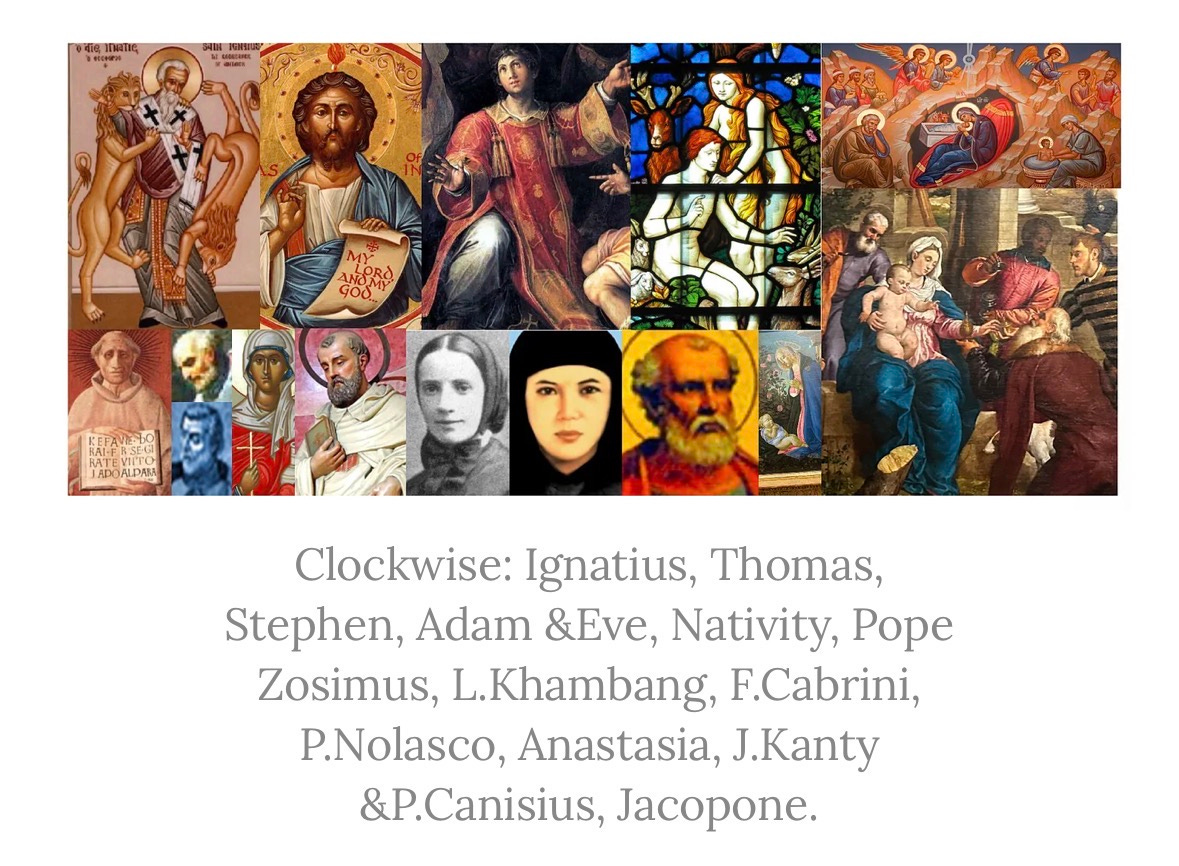Saints: Christmas, Thomas, Stephen, Ignatius, F.Cabrini, Anastasia ...