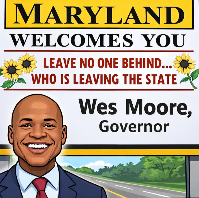 Is Wes Moore's Slogan: "Leave No One Behind....Who is Leaving the State"