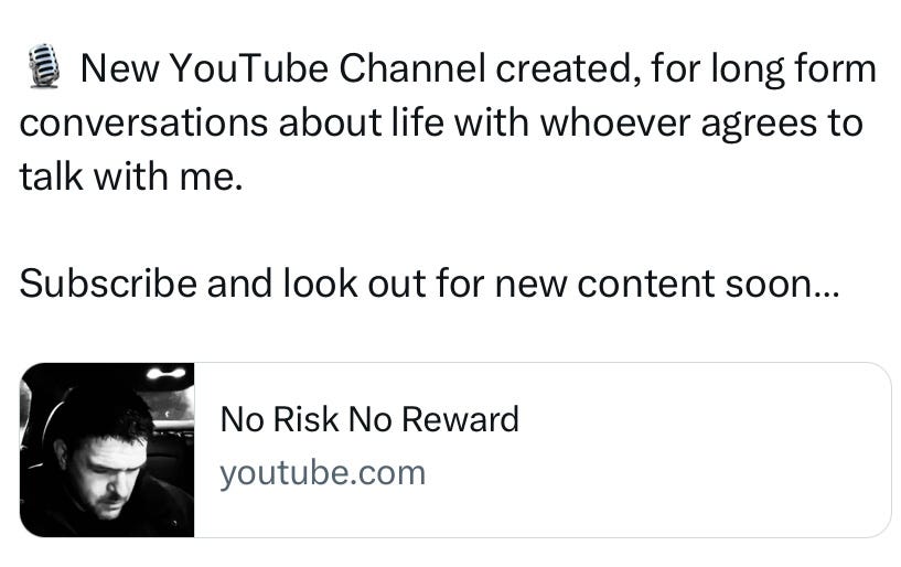 New YouTube Channel… - by Rick Munn - No Risk, No Reward