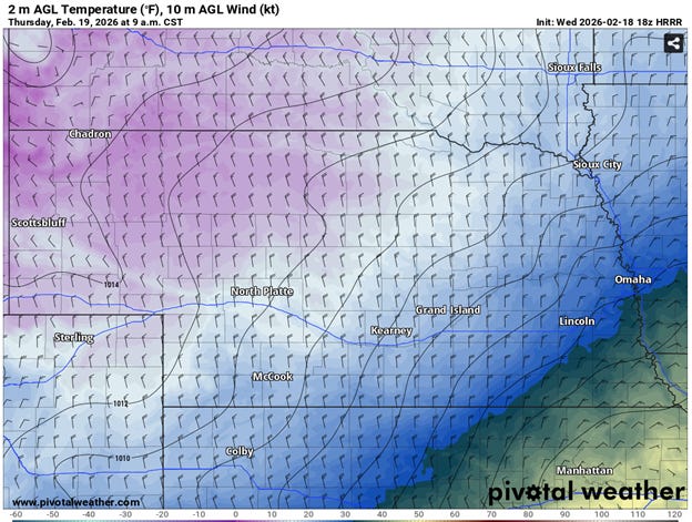 February 19th, 2026 Nebraska Weather - Snowy Thursday Inbound