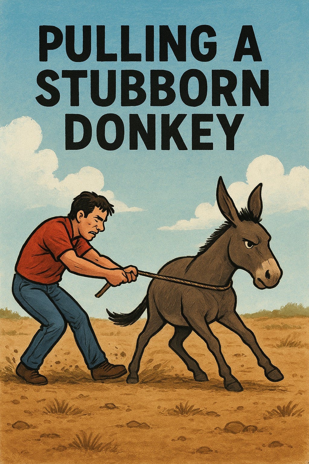 pulling a stubborn mule