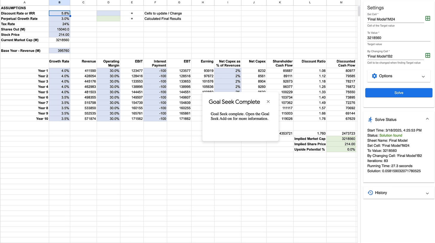 Step-by-Step Valuation: A Practical DCF and IRR Example