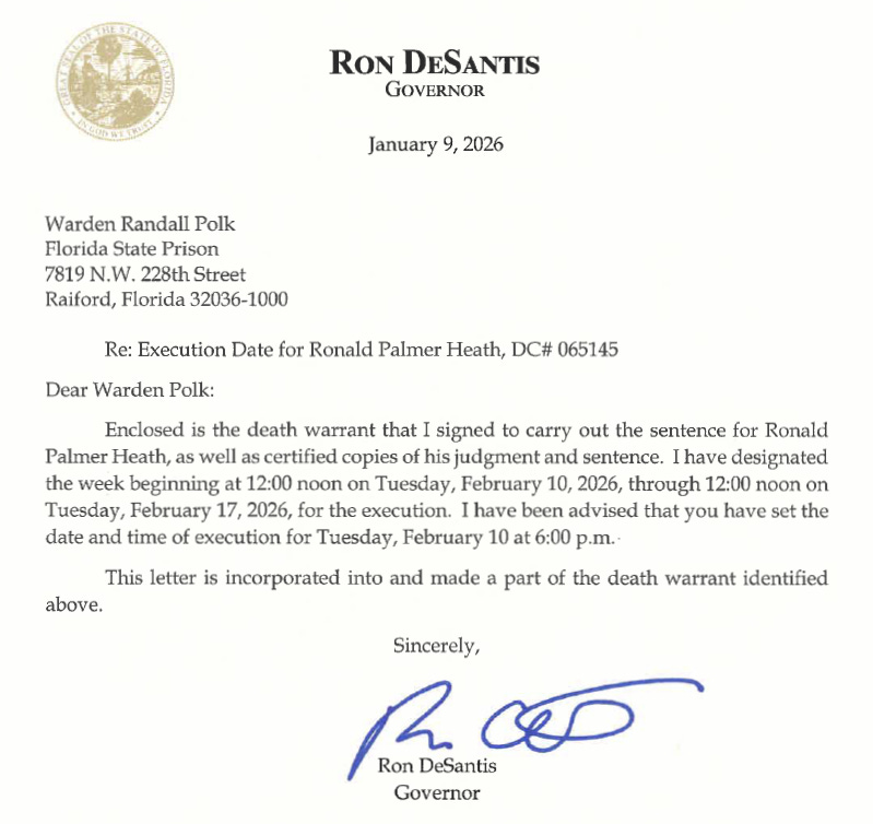 NEW WARRANT: Ronald Heath's execution scheduled February 10