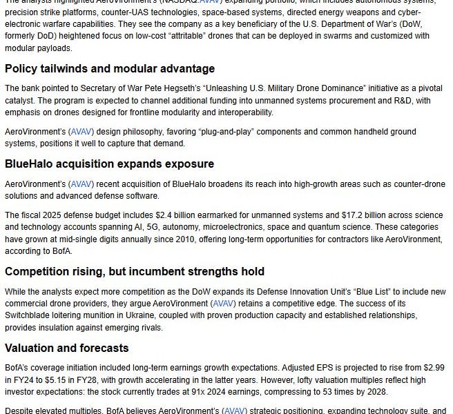 AeroVironment #AVAV 補充分析 - 大叔美股筆記 Uncle Stock Notes