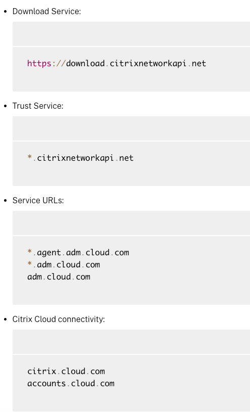 NetScaler Console Service Agent comms.