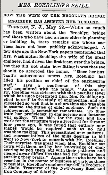 The Brooklyn Bridge – Emily Warren Roebling – America’s First Female ...