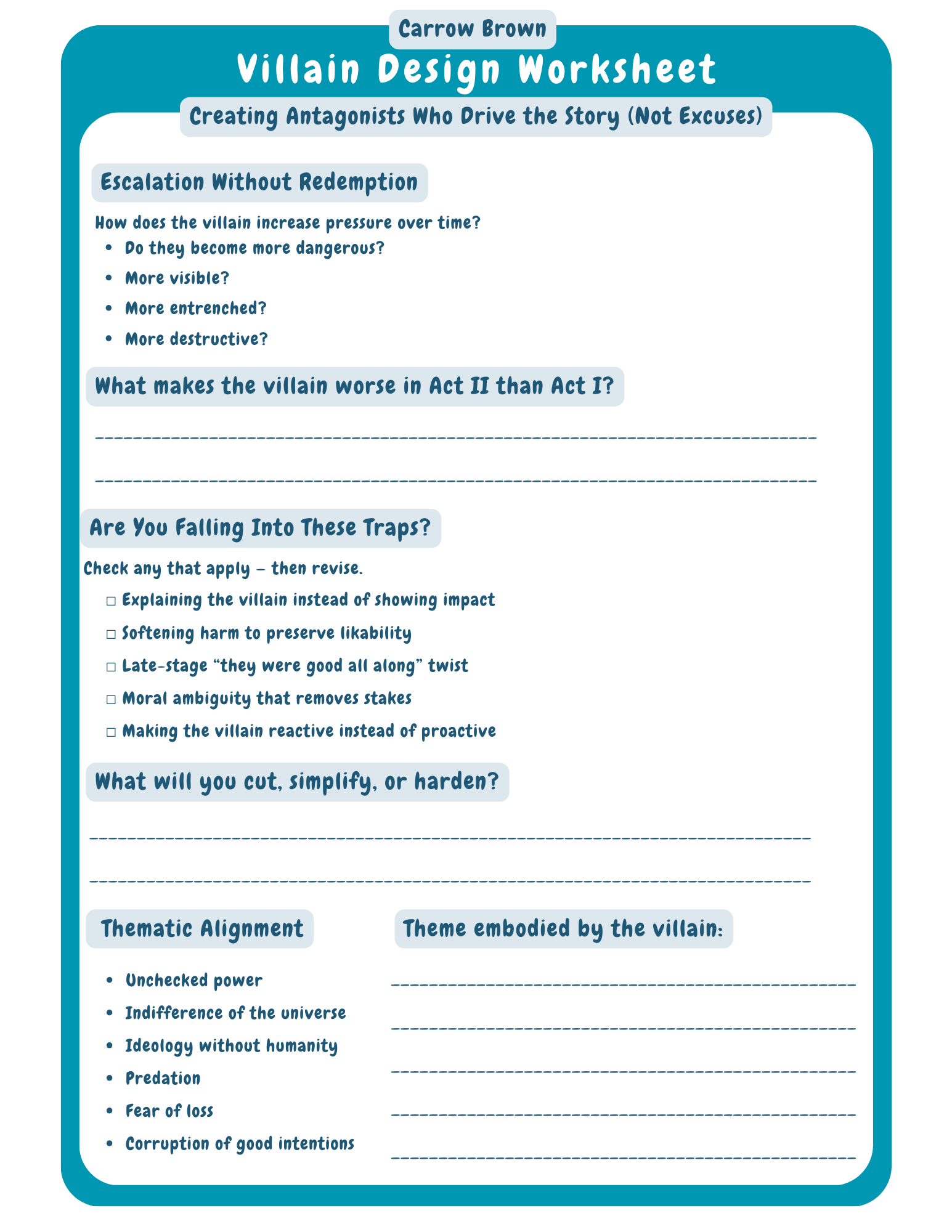 Villain Worksheet - by Carrow Brown - Carrow's Classroom