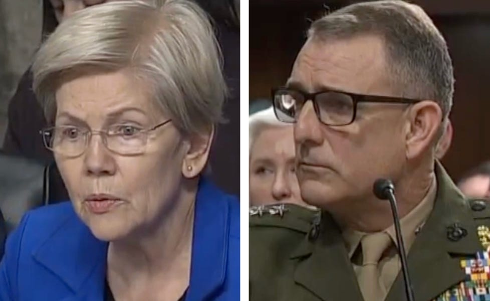 Elizabeth Warren masterfully corners Trump military nominee over ...