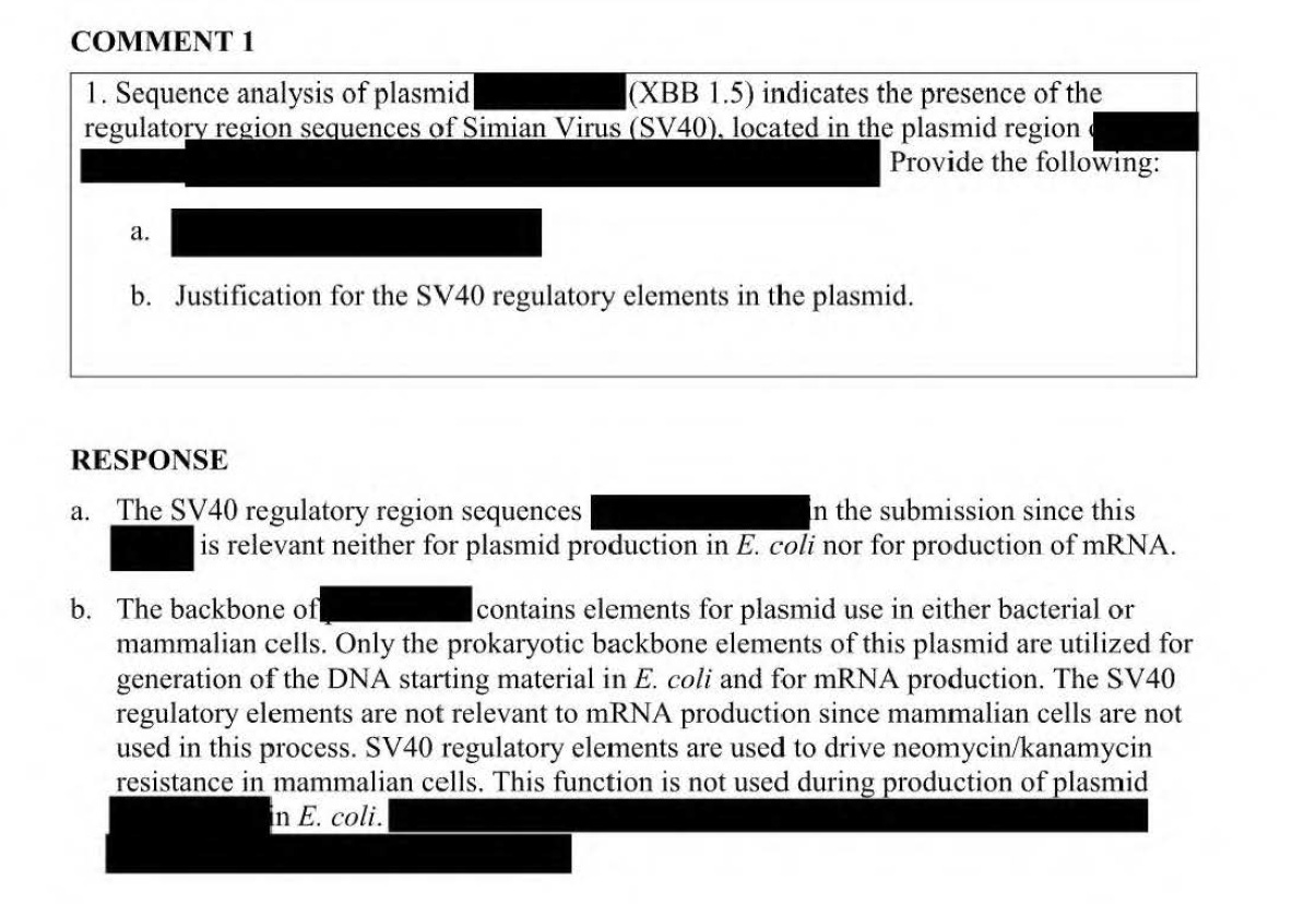 Pfizer confirmed presence of SV40 promoter in vaccine manufacturing ...