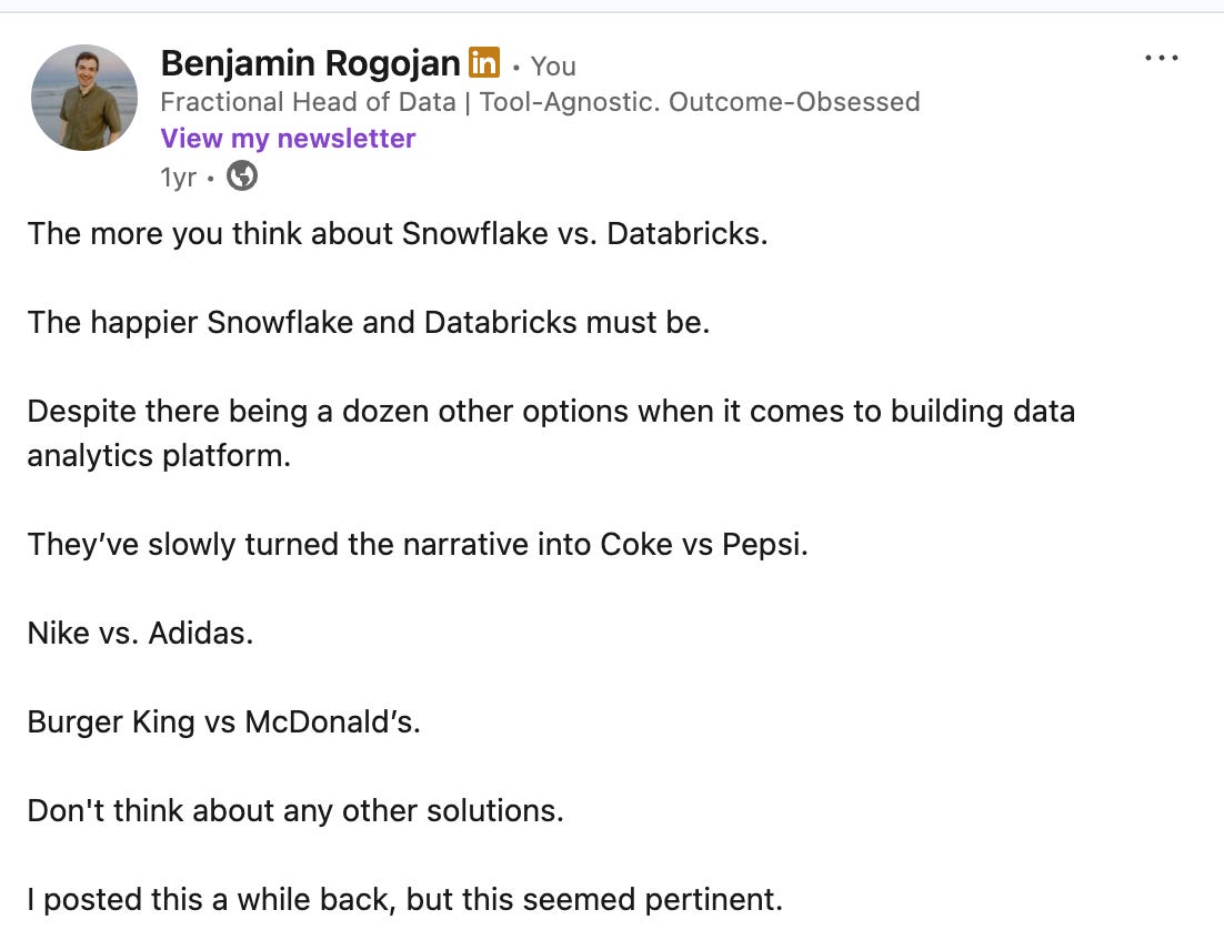 Snowflake vs Databricks Is the Wrong Debate