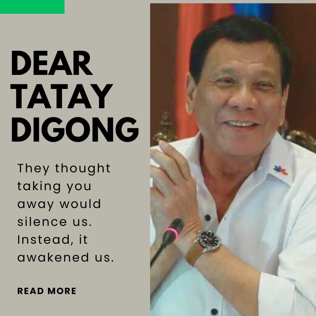 Rob Rances (@braineconomy): "Dear Tatay Digong, We miss you—deeply ...