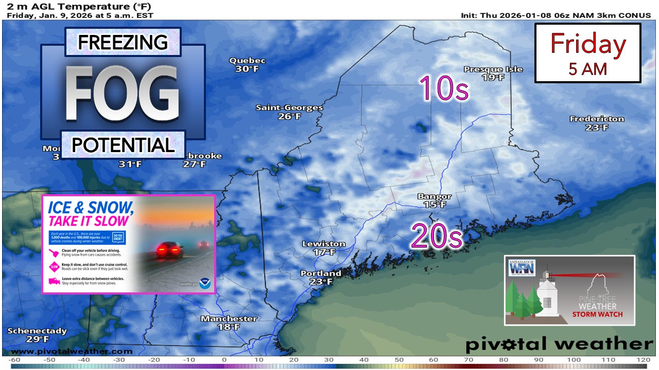 Freezing fog potential overnight into Friday