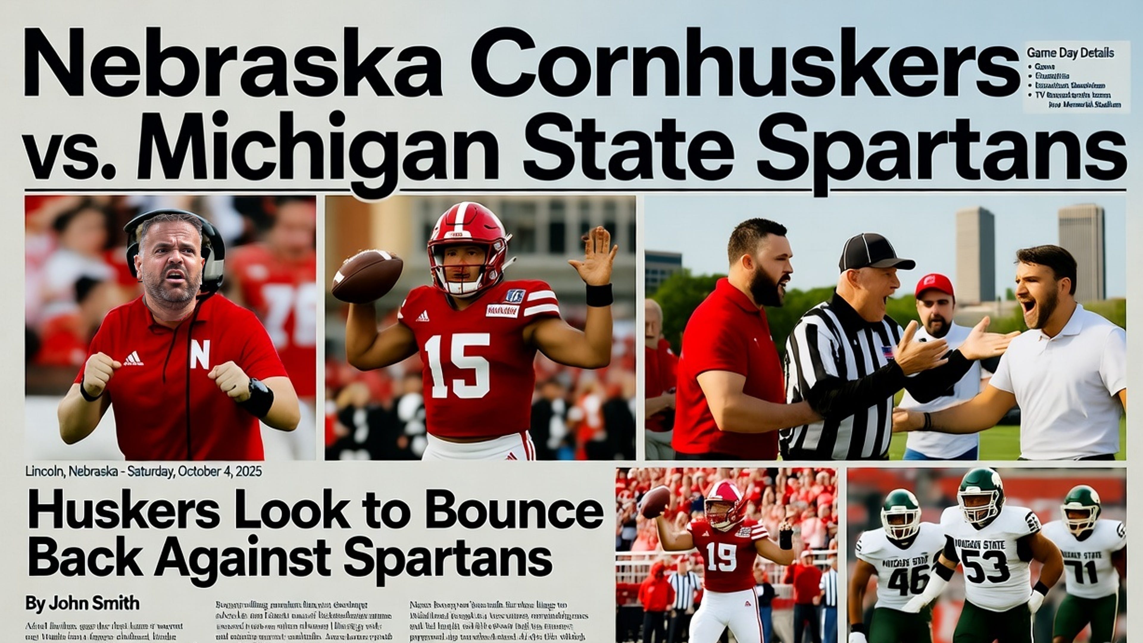 Nebraska Cornhuskers Host Michigan State Spartans: A Look at a Post Bye ...