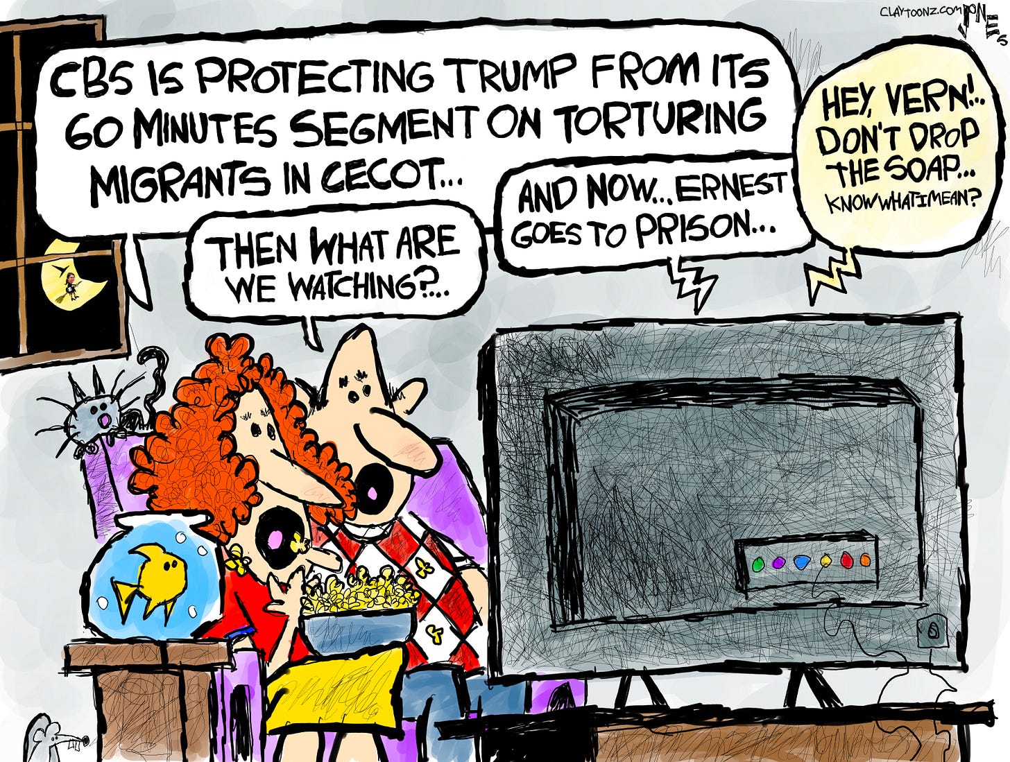 CBS Drops The Soap - by Clay Jones - Claytoonz