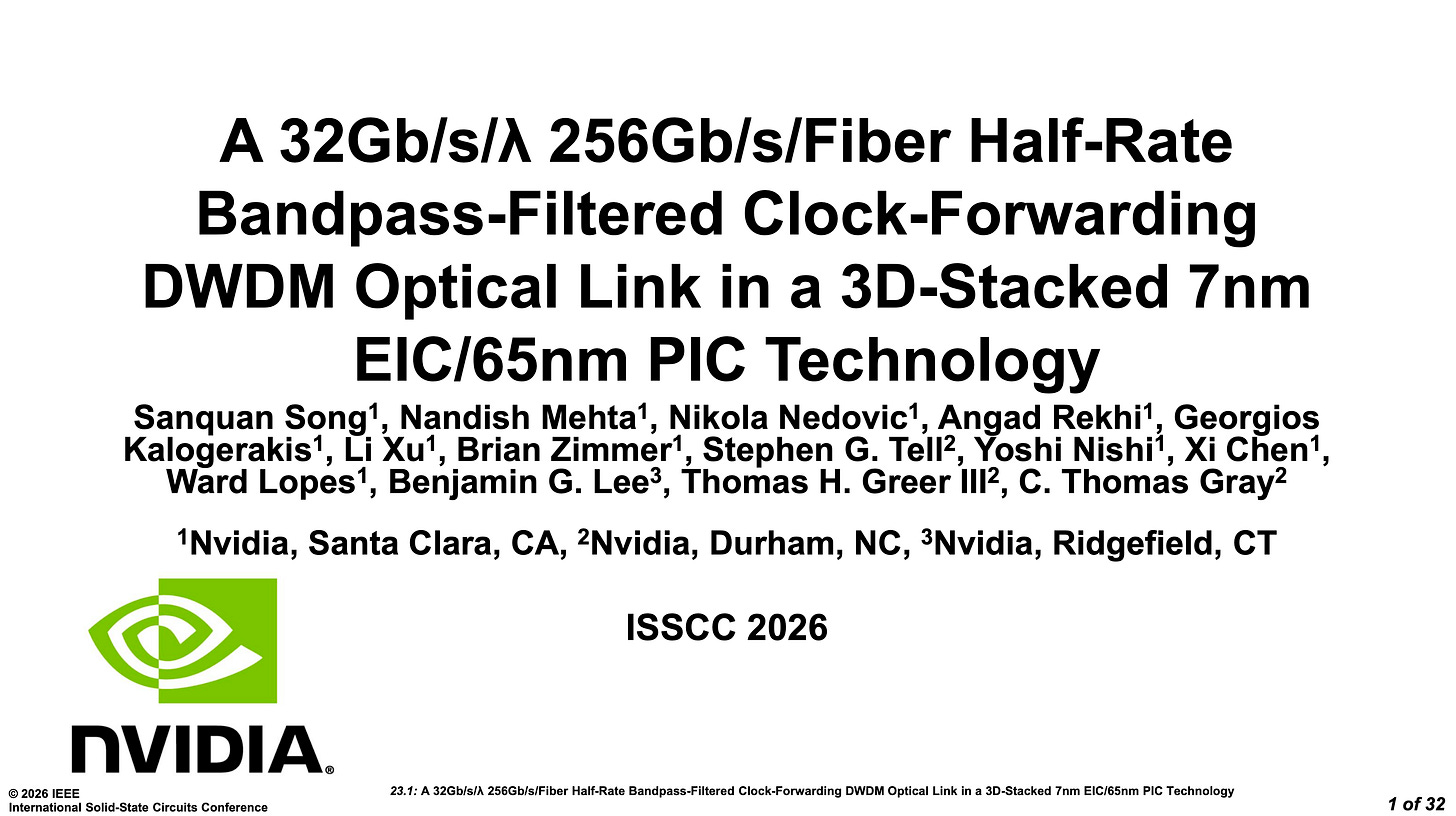 2026 NVIDIA Silicon Photonics 3D Stacking and DWDM Half-Rate Optical ...