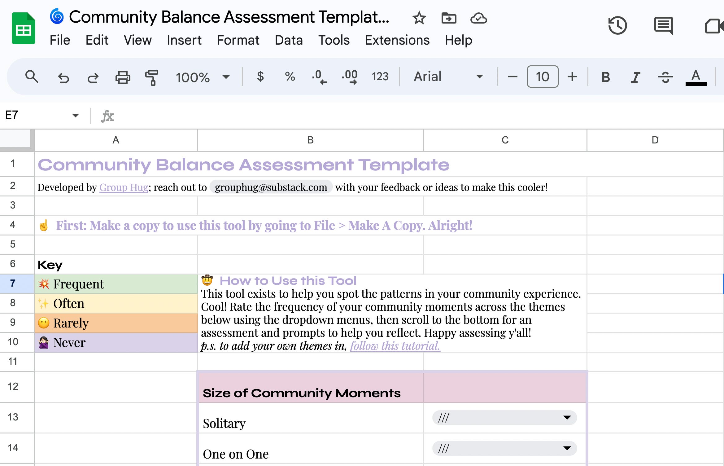 Community Balance Assessment - by Elise Granata - GROUP HUG