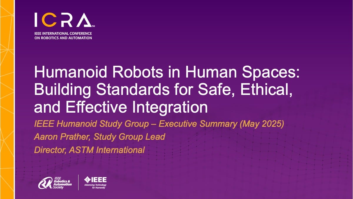 ICRA, Humanoids Standards Study Group Report and OpenAI