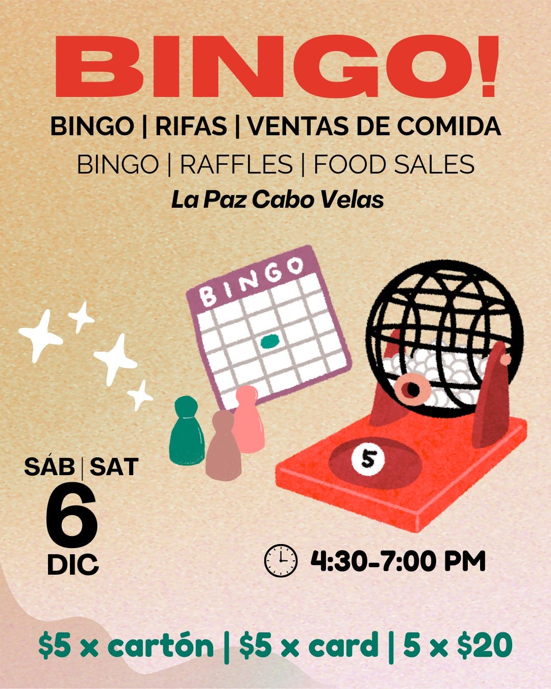 ¡RECORDATORIO: BINGO ESTE SÁBADO! | REMINDER: BINGO THIS SATURDAY!