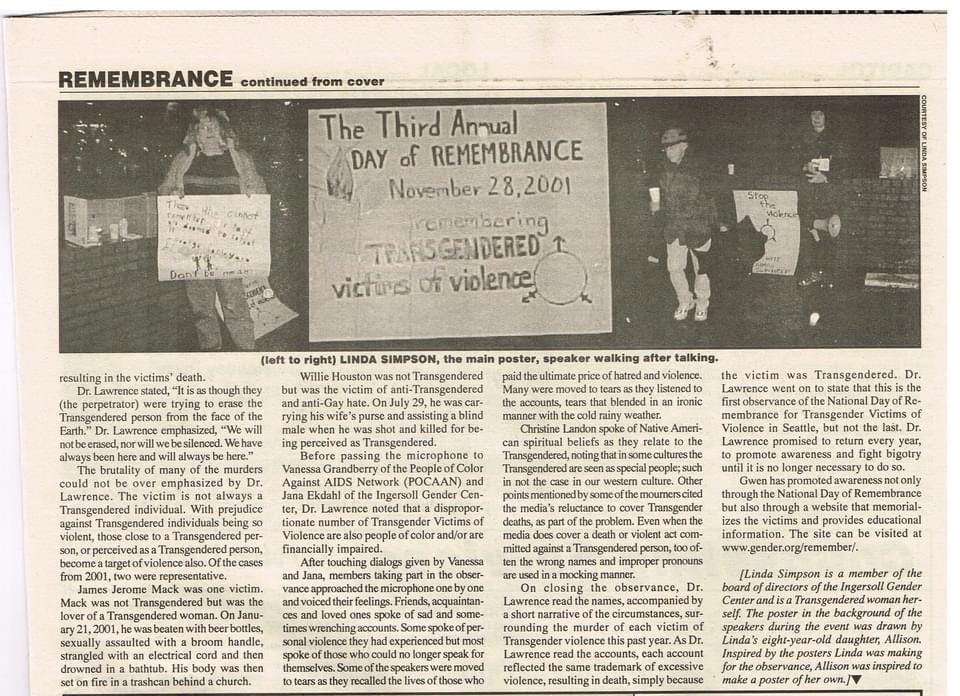 Transgender Day of Remembrance (TDOR)
