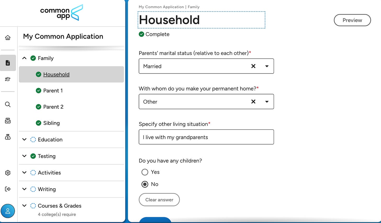 Common App Section by Section - Family - by Scott Dickens