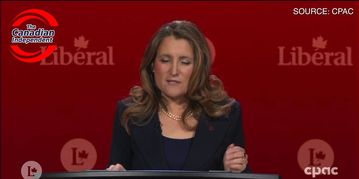 WATCH: Chrystia Freeland, at the Liberal leadership debate, says that ...