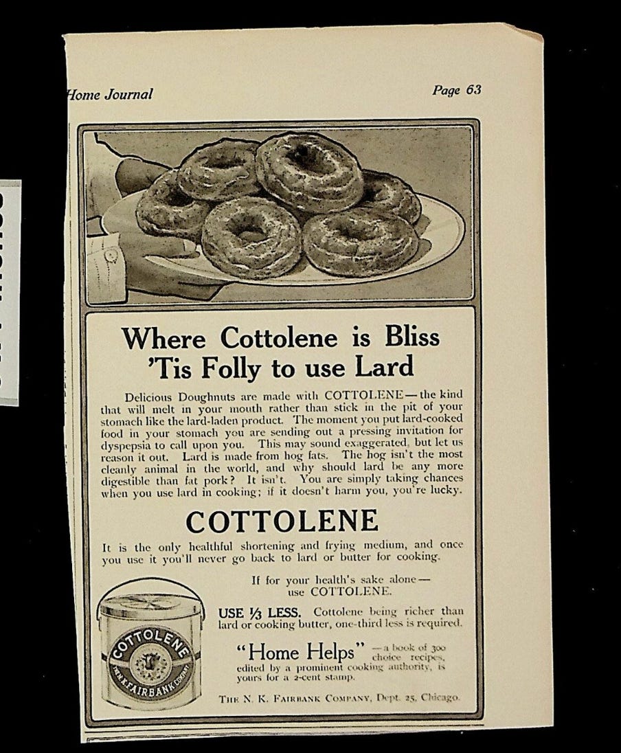 Cottolene, the 'pure' vegetable oil that also contains beef