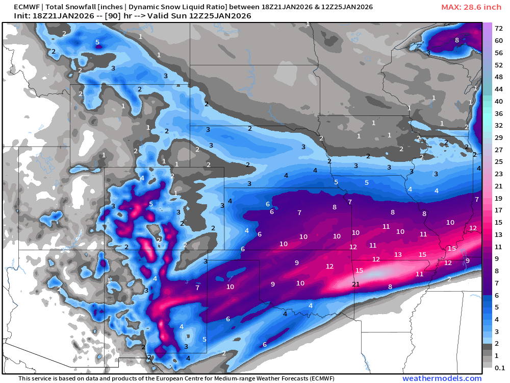 January 21, 2026 Wednesday Winter Storm - by Dr. Ryan Maue