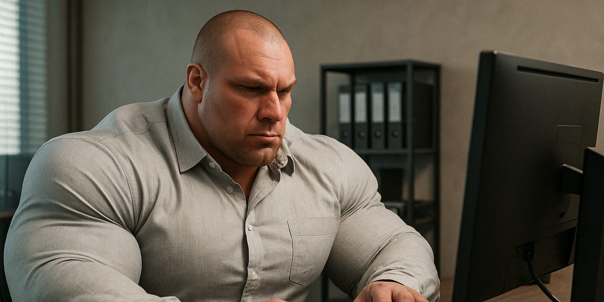 Too big for office work - by Mike Muscles - Men of Mass