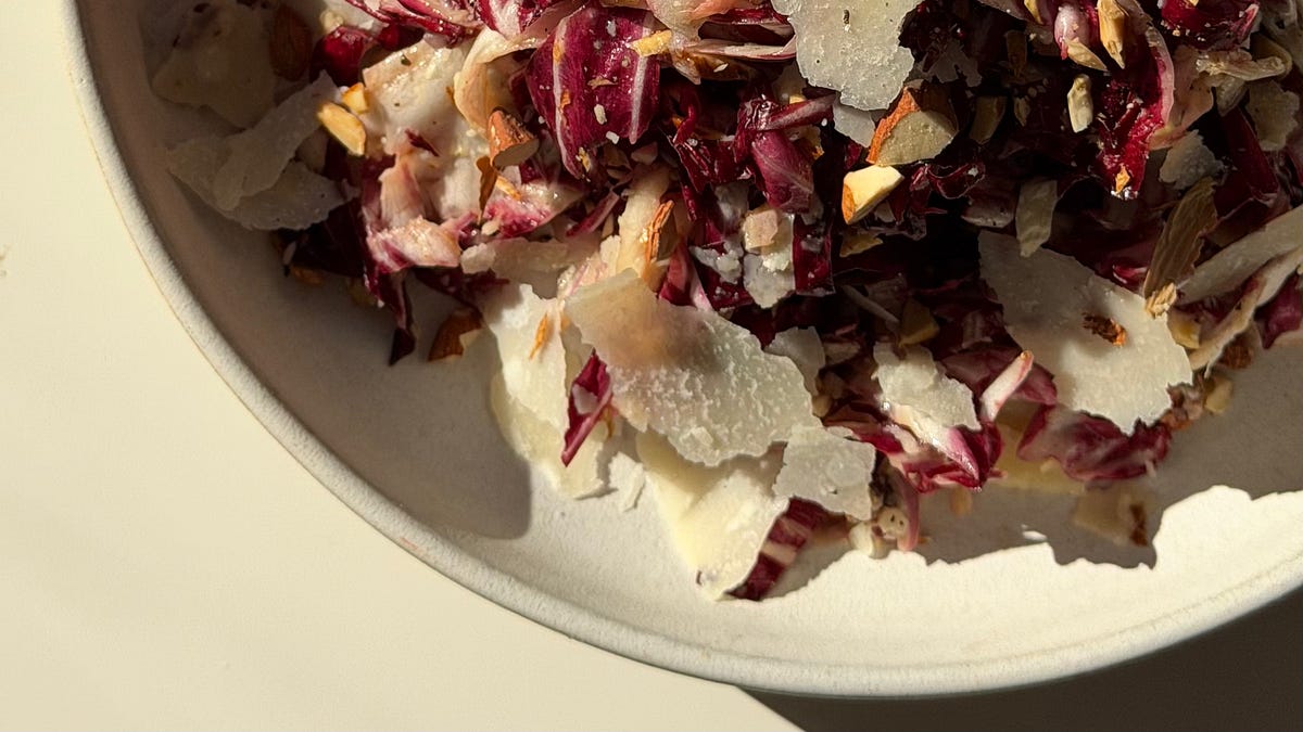 Radicchio Salad with Anchovy, Almonds & Parm